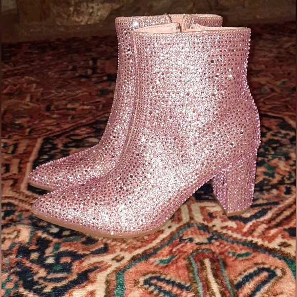 True Freedom | Shoes | Womens Pink Rhinestone Ankle Boots | Poshmark